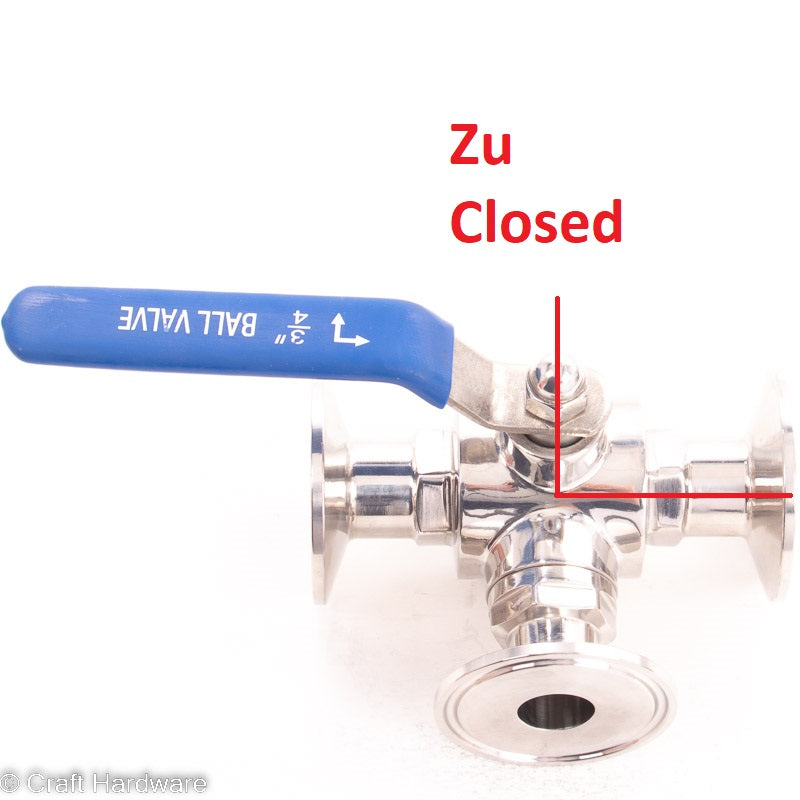 Ball Valve 3-Way L-bore Tri-Clamp 1.5" x 3/4" – Craft Hardware
